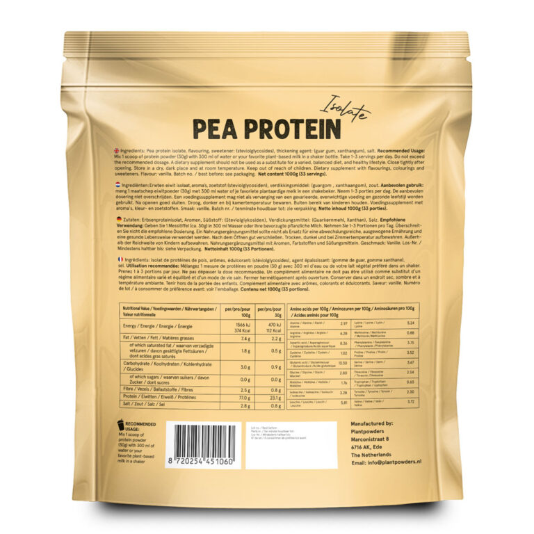 Pea Protein Isolate 1000g (33 shakes) - Plantpowders